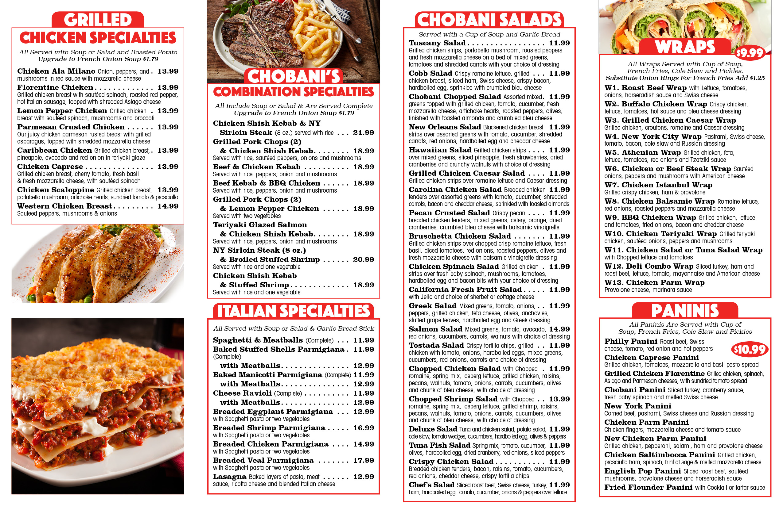 Our Menu - Chobani's Restaurant